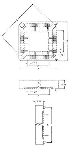 IC Sockets 32 Pin Surface Mount PLCC Socket P5590